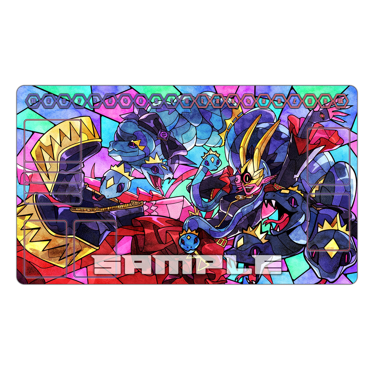 Medusamon Raging Serpentine Stained Glass TCG Playmat – Usagi Draws