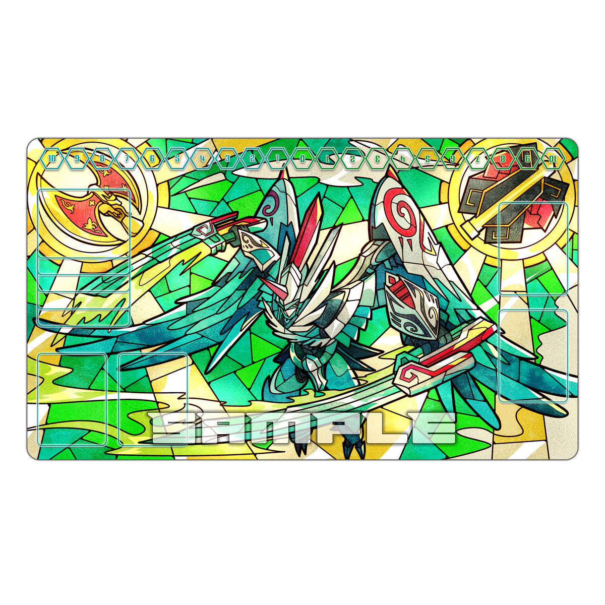 Vortex Warrior Zephagamon Stained Glass Art TCG Playmat – Usagi Draws