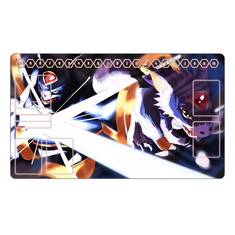 Alphamon & Dorumon TCG Playmat – Usagi Draws