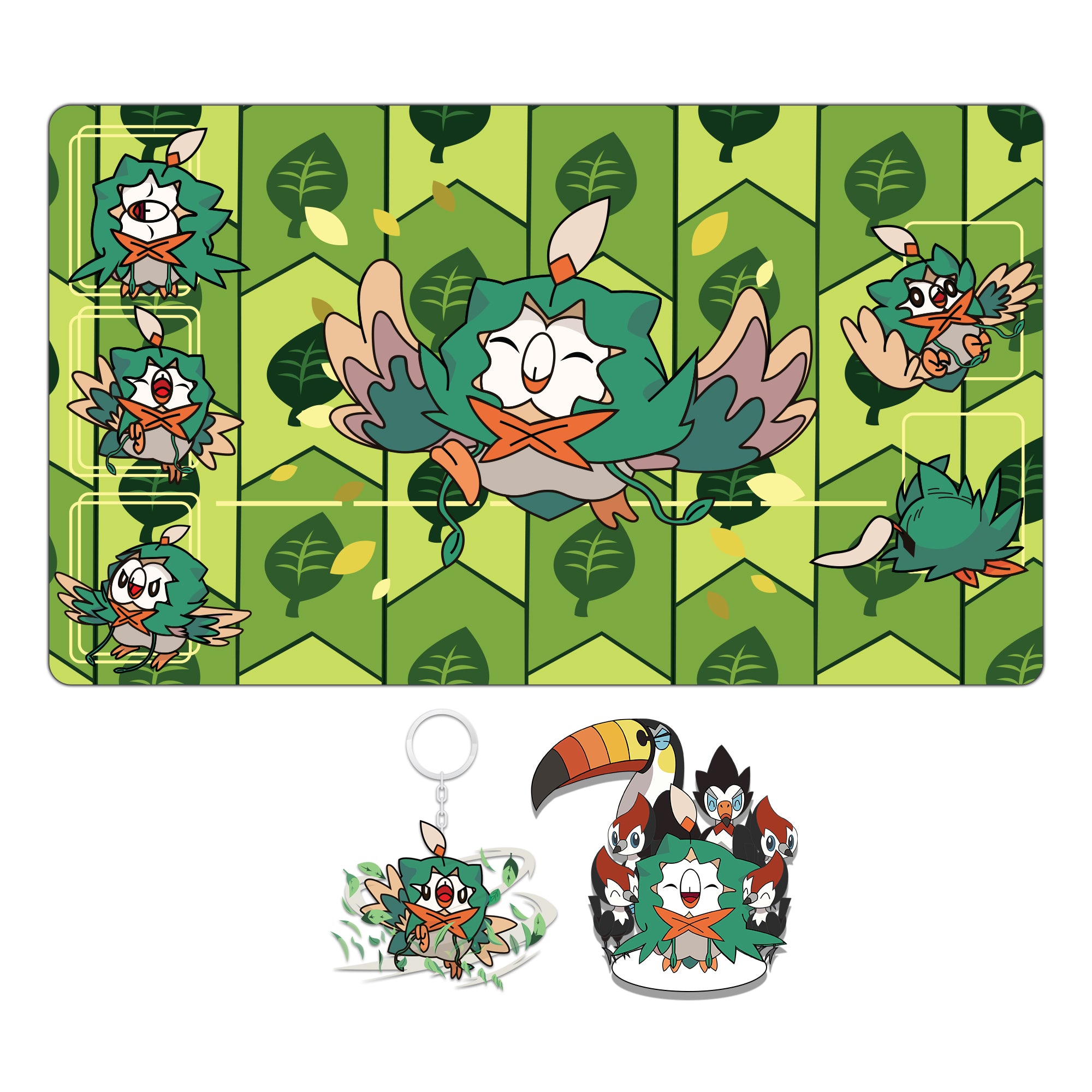 Rowlet Playmat & Acrylic Charm & Stand Set – Usagi Draws